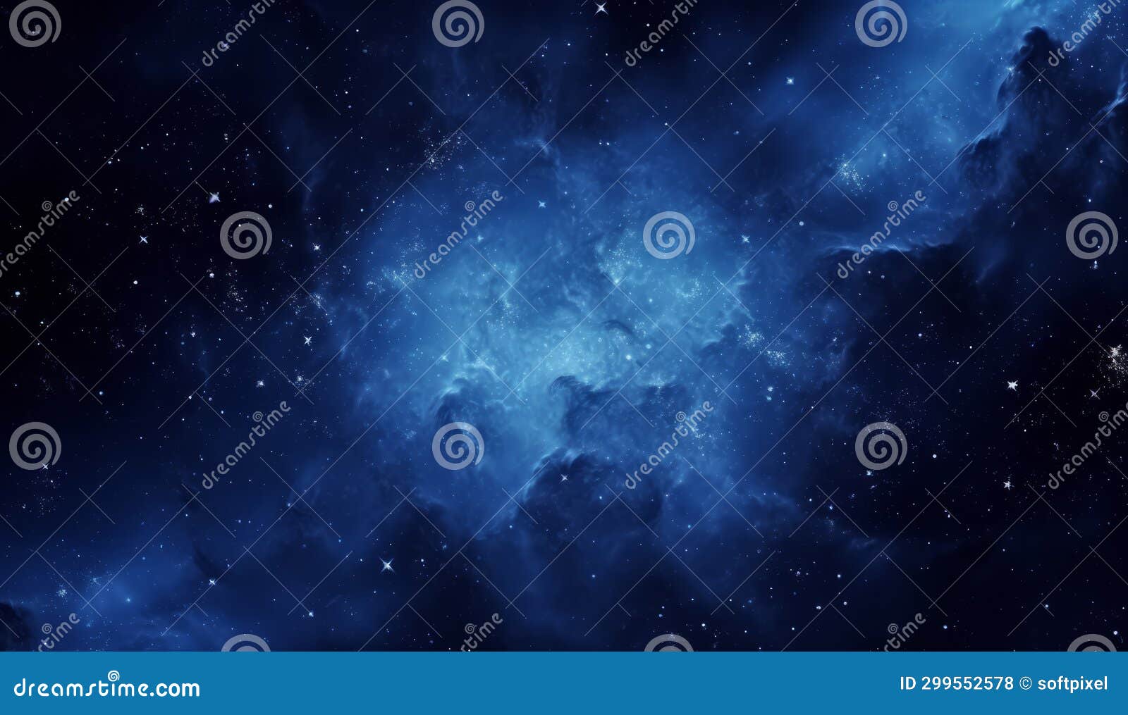 Blue Interstellar View on Nebula Cosmos Galaxy Stock Illustration ...