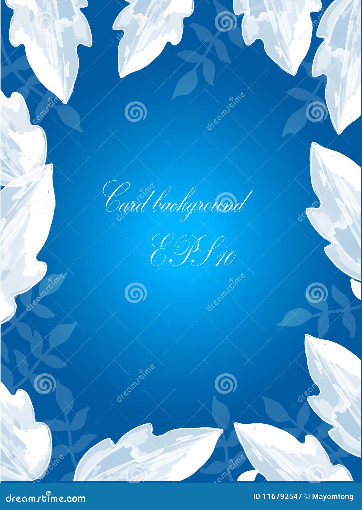 Blue invitation white leaf stock vector. Illustration of leaf - 116792547