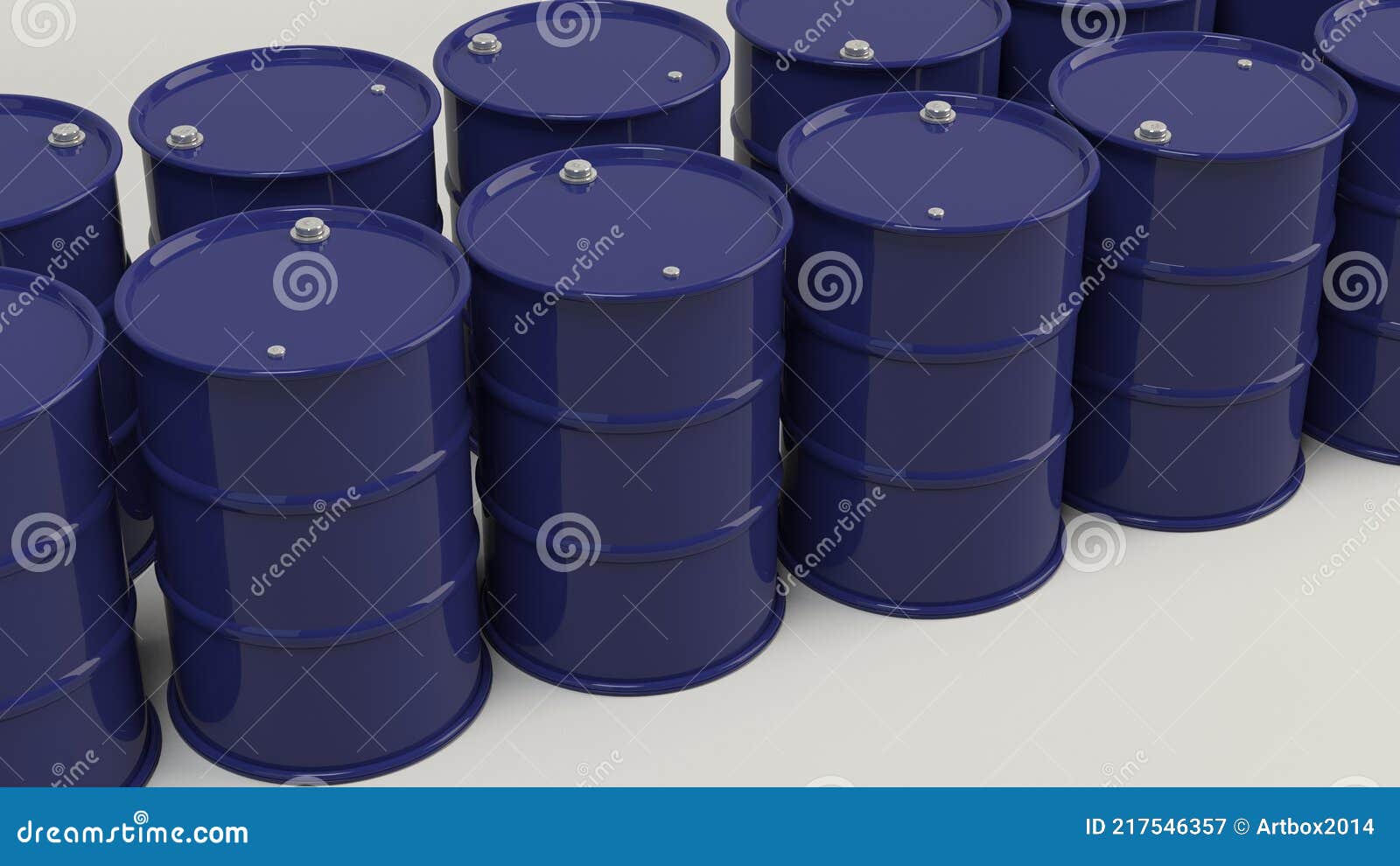 Blue Iron Barrels with Oil. 3D Visualization. Stock Illustration ...