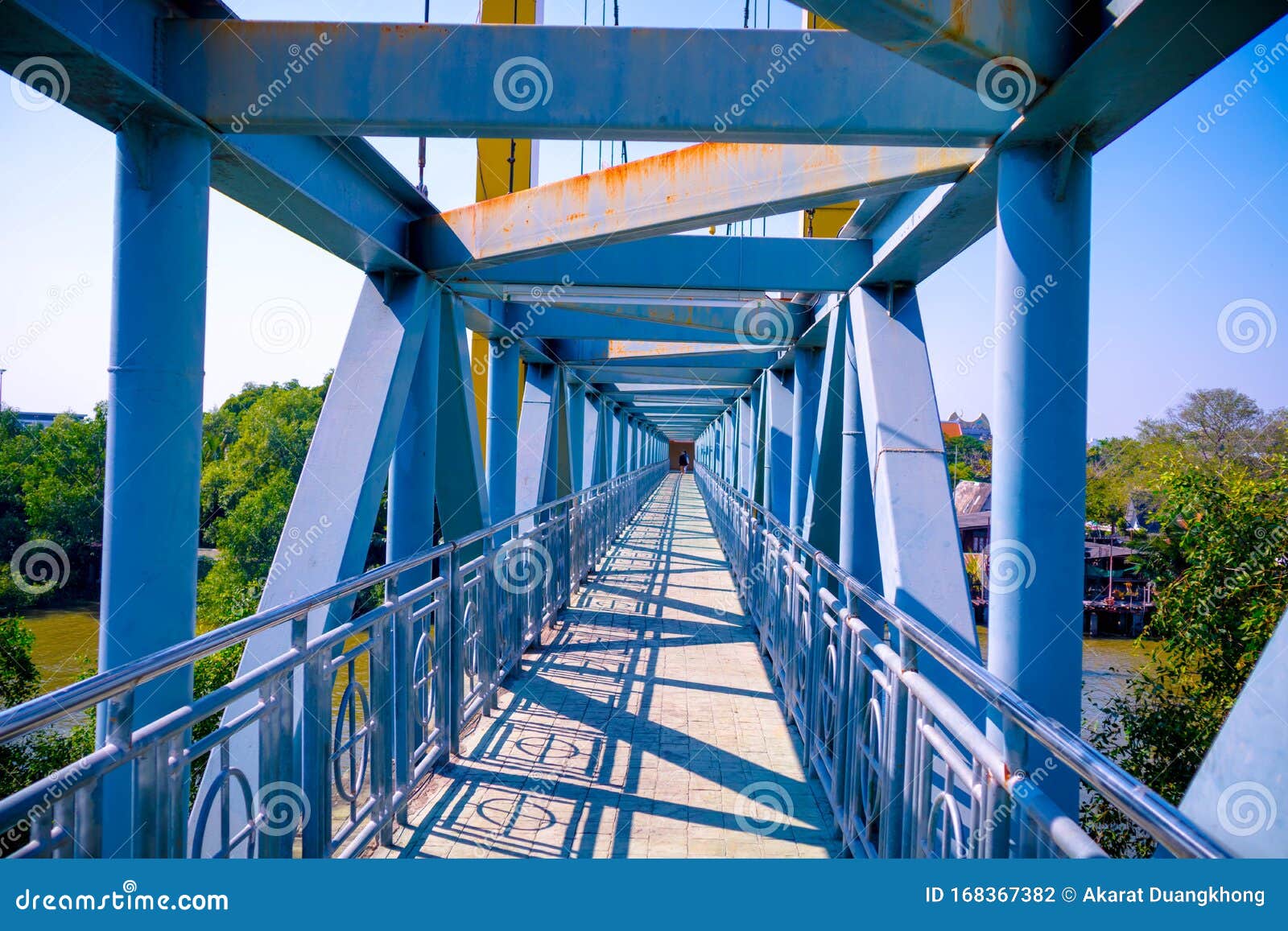 Blue iron bridge stock photo. Image of design, harbor - 168367382