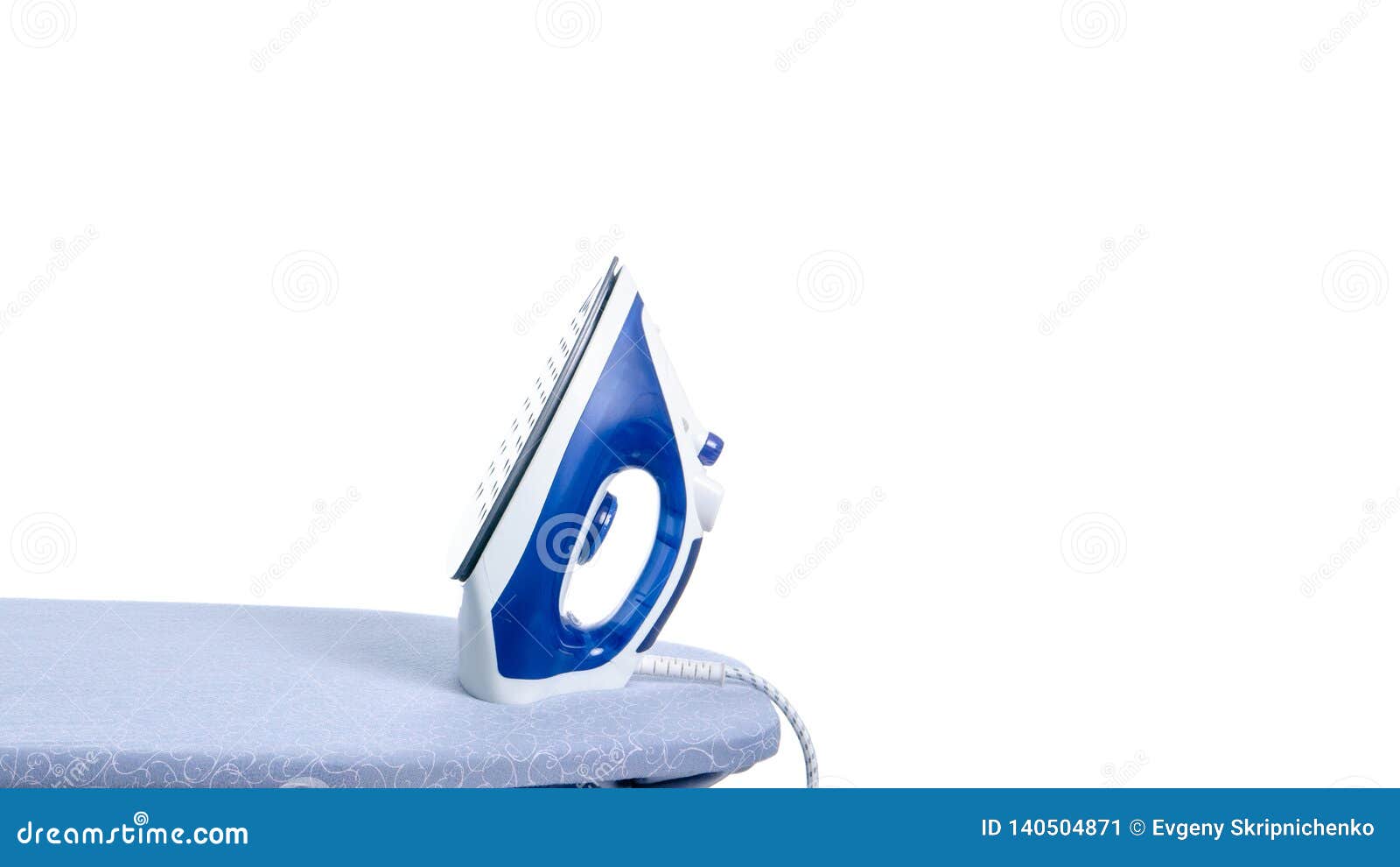 Blue iron on ironing board stock image. Image of colorful - 140504871