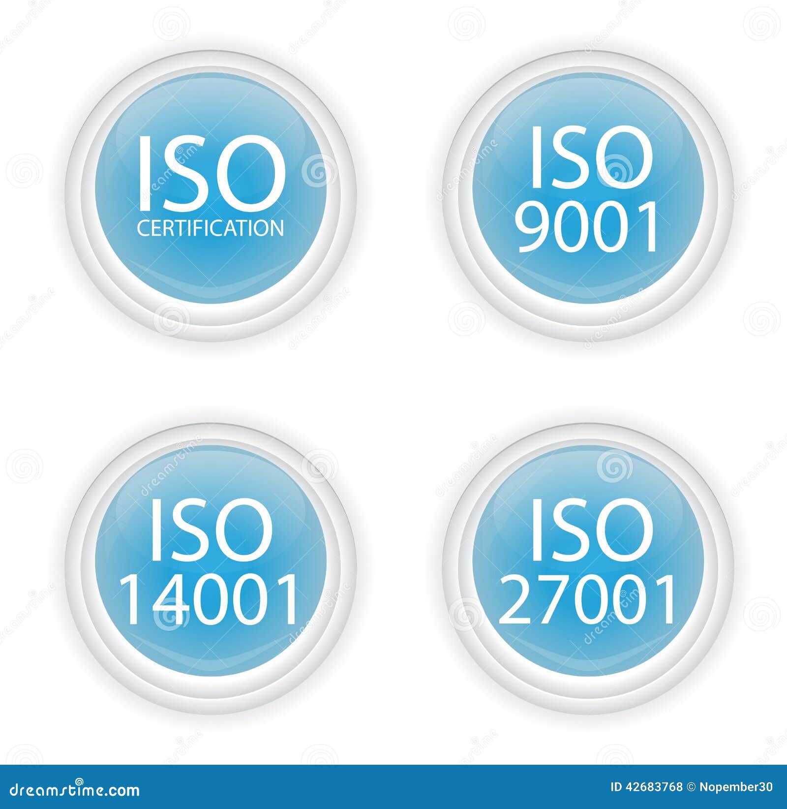 Blue iso buttons stock vector. Illustration of norm, brand - 42683768