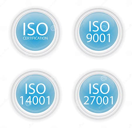 Blue iso buttons stock vector. Illustration of norm, brand - 42683768