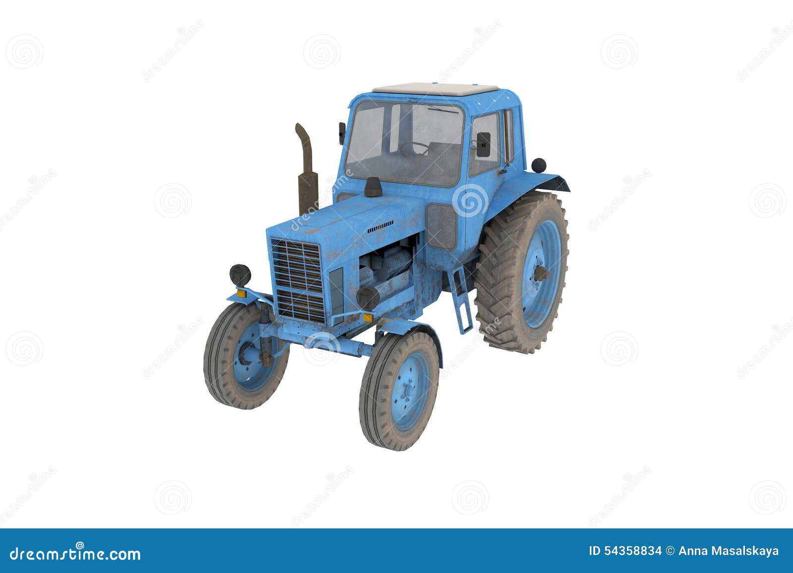 Blue isolated tractor stock illustration. Illustration of blue - 54358834