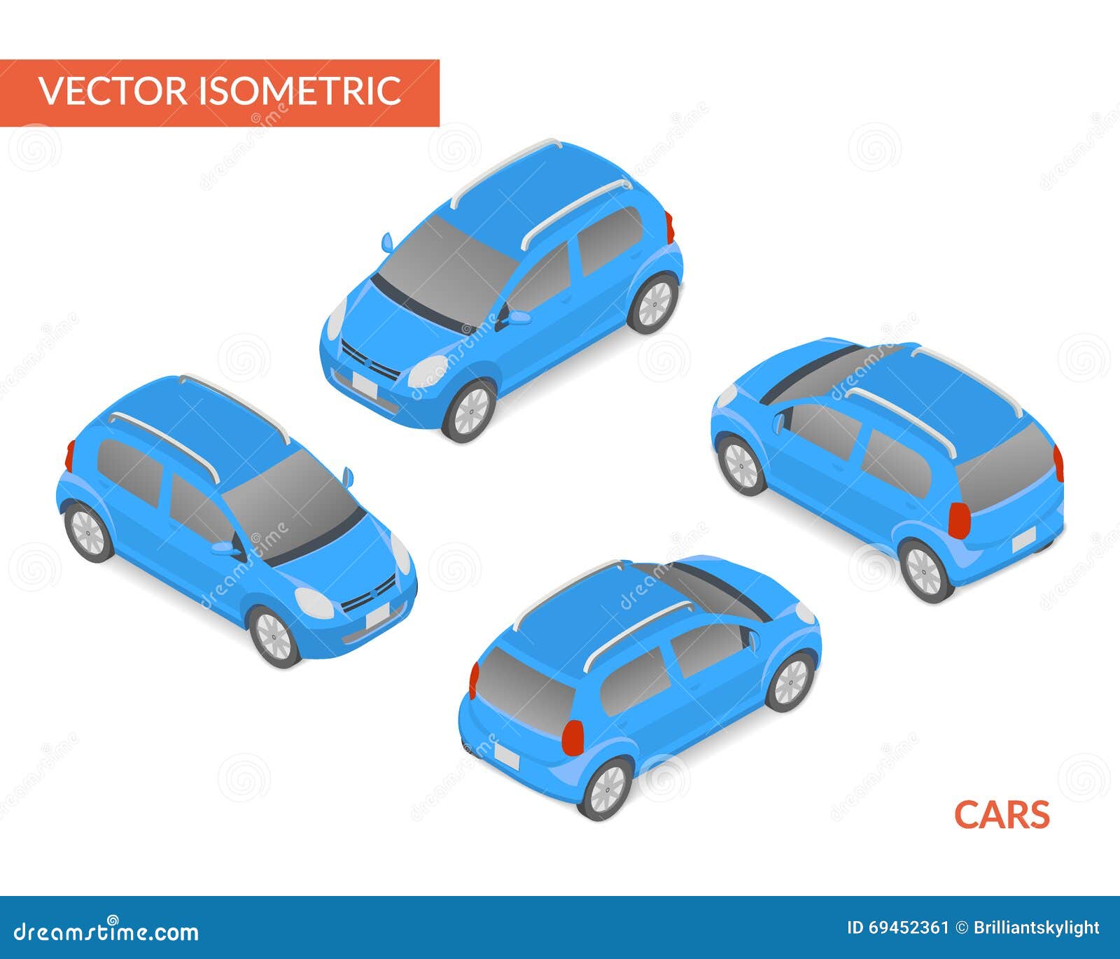 Isometric Car. Hatchback Car. Flat 3d Vector High Quality City ...
