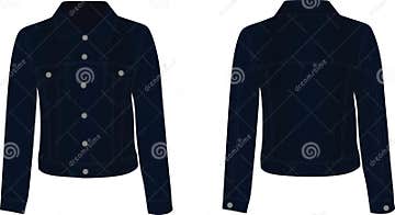 Blue Jacket. Front and Back View Stock Vector - Illustration of girl ...