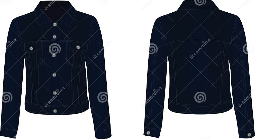 Blue Jacket. Front and Back View Stock Vector - Illustration of girl ...