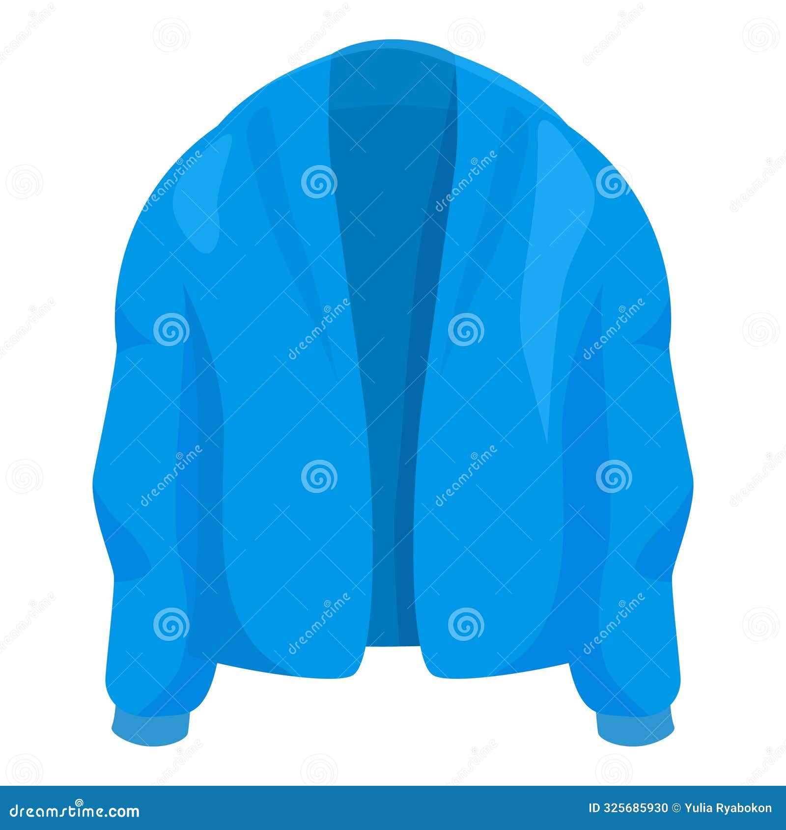 Blue Jacket Laying Flat Showing Front View Stock Vector - Illustration ...