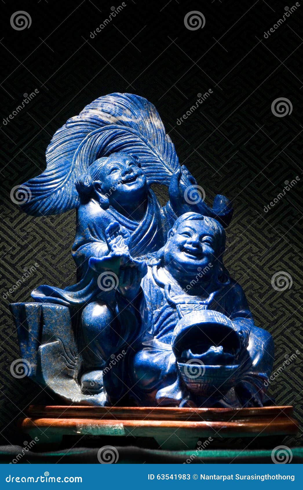 Blue Jade Sculpture of God of Wealth in China Stock Image - Image of ...