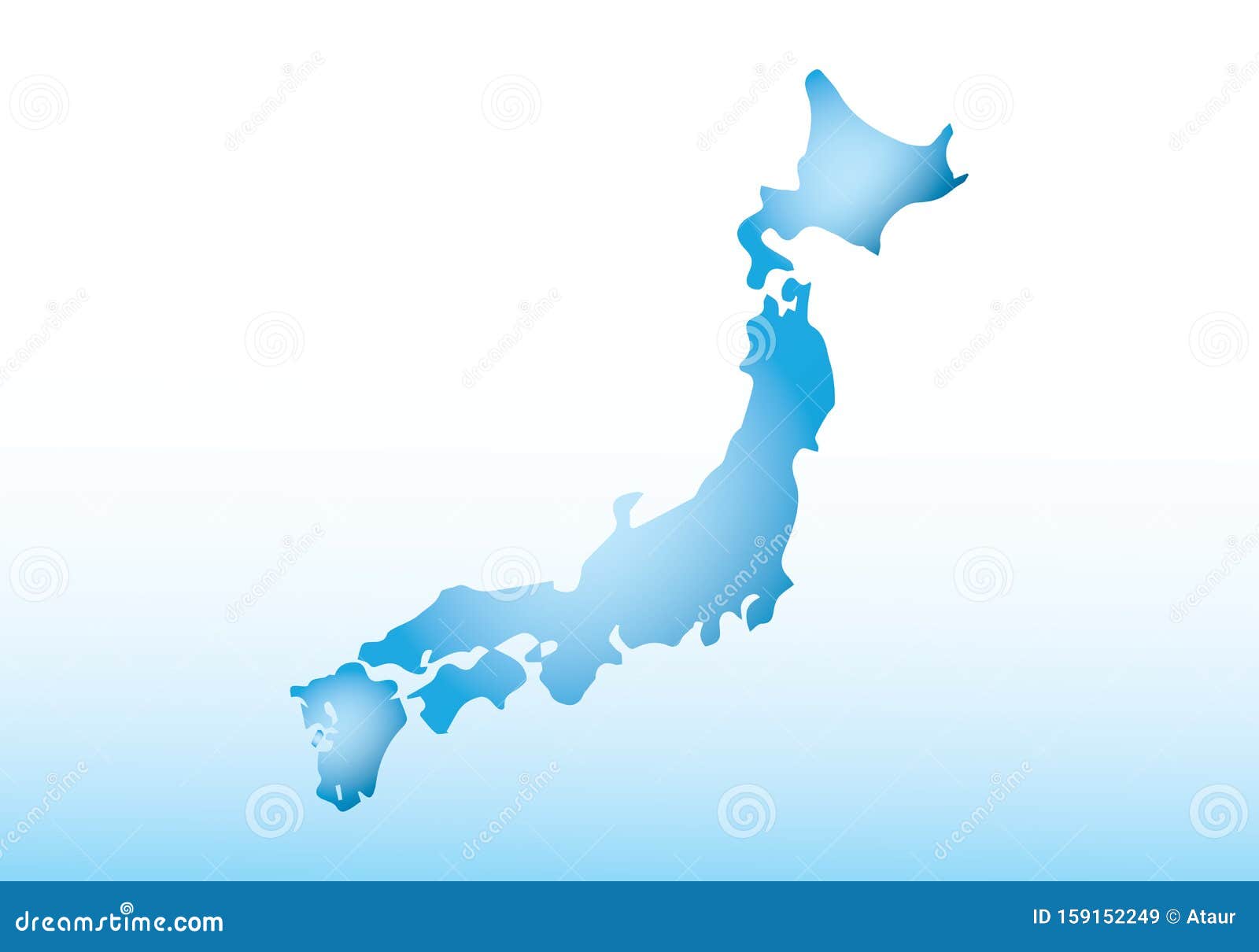 Blue Japan Map Ice with Dark and Light Effect Vector on Light ...