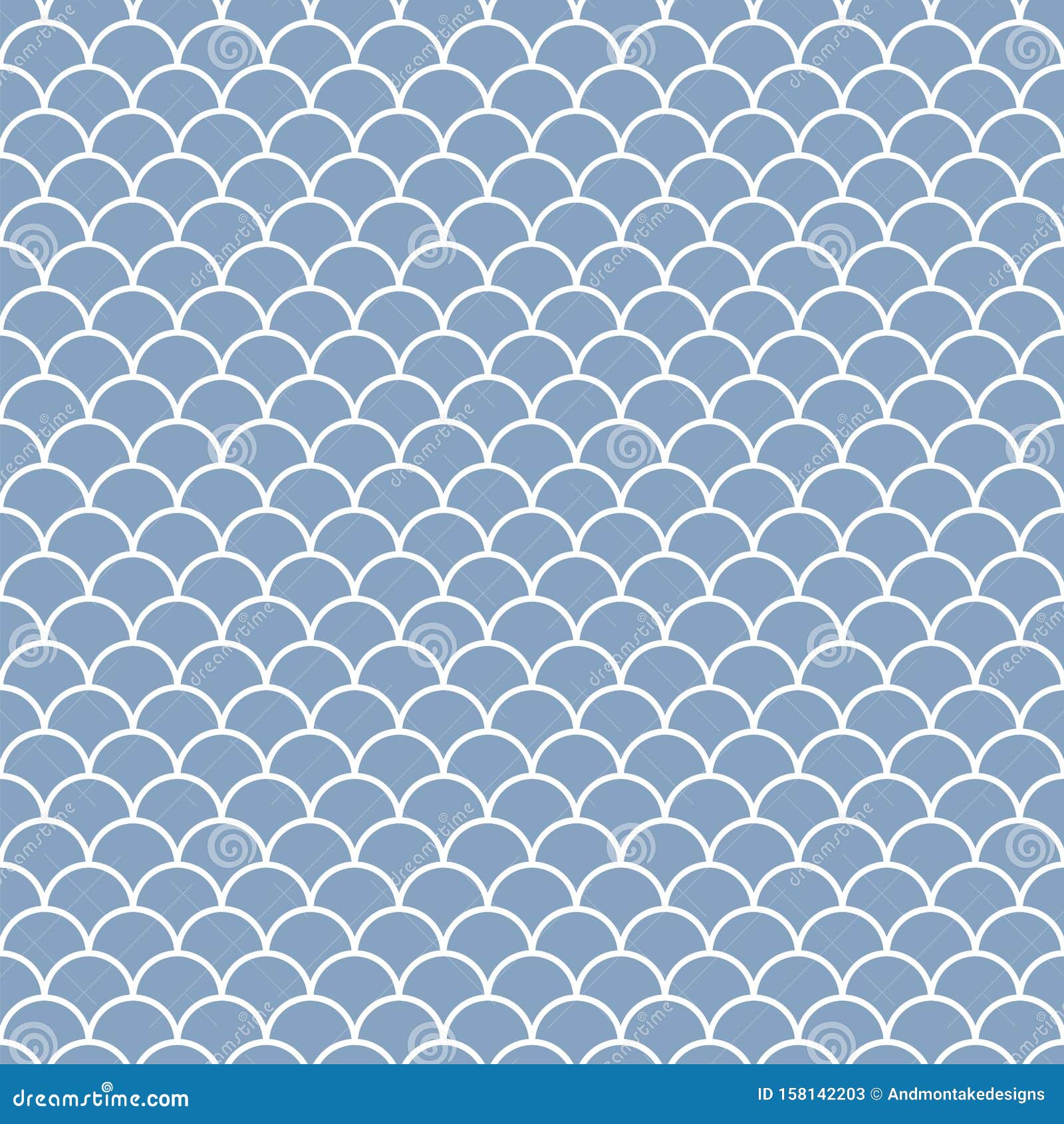 Blue Japanese Scallops Seamless Pattern Stock Vector - Illustration of ...