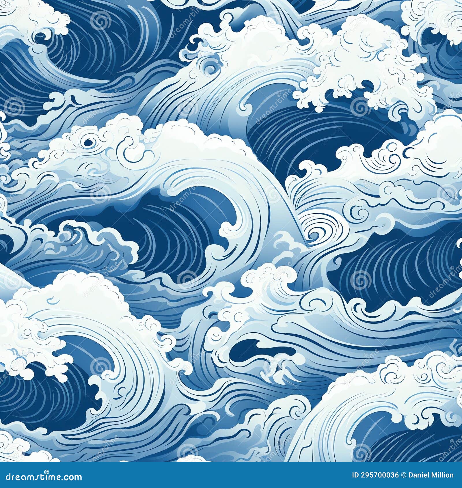 Blue Japanese Style Wave Pattern Background, Design Seamless Pattern ...