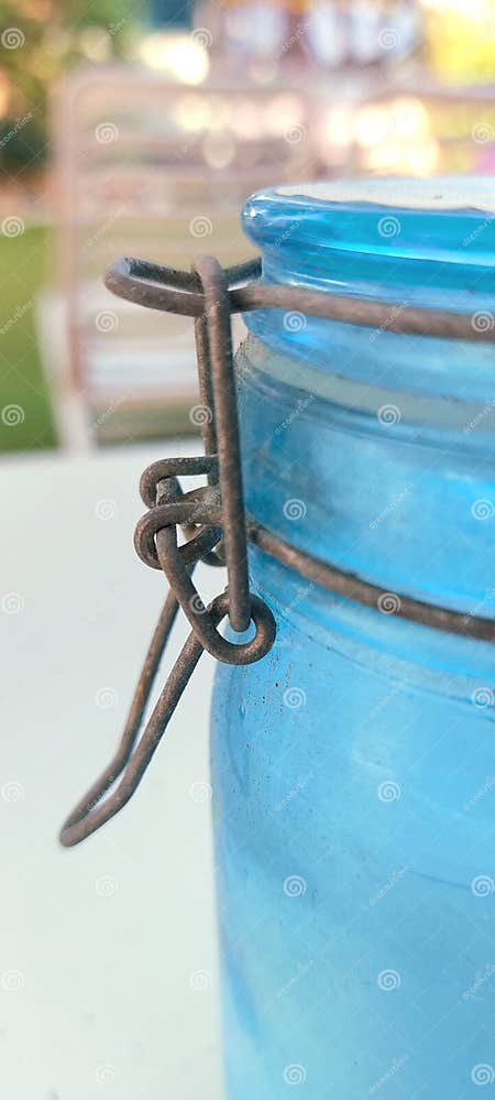 Blue Jar Lock Close and Open Stock Image - Image of open, lock: 261173489
