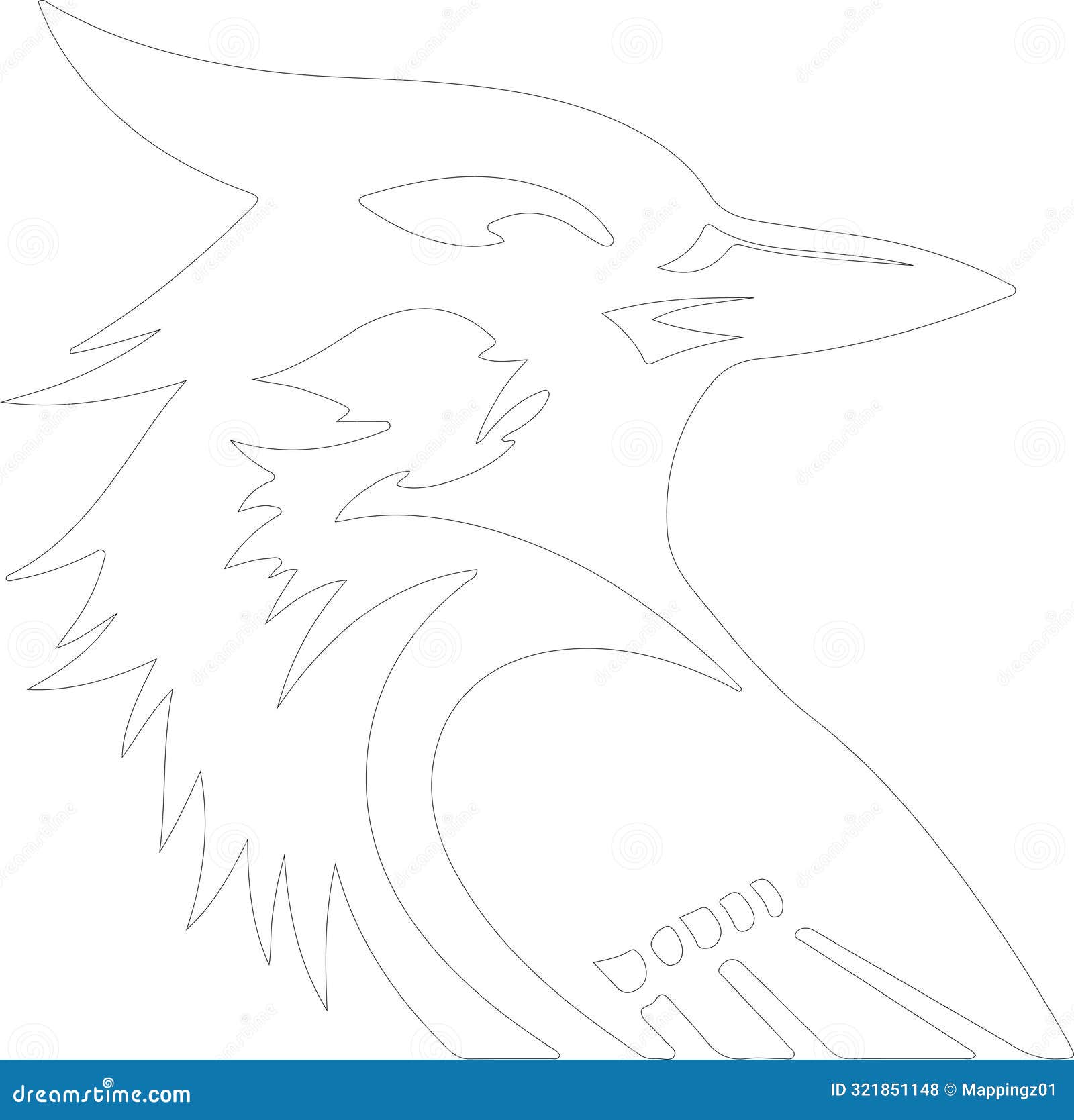 Blue Jay Outline Outline Silhouette Generative Ai Stock Vector ...