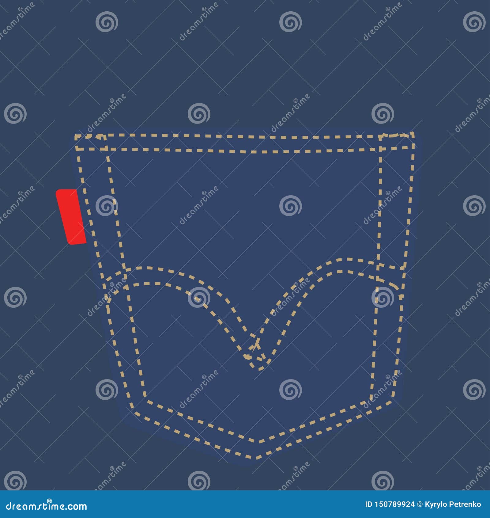 Blue Jeans Back Pocket Texture Red Label Stock Vector - Illustration of ...