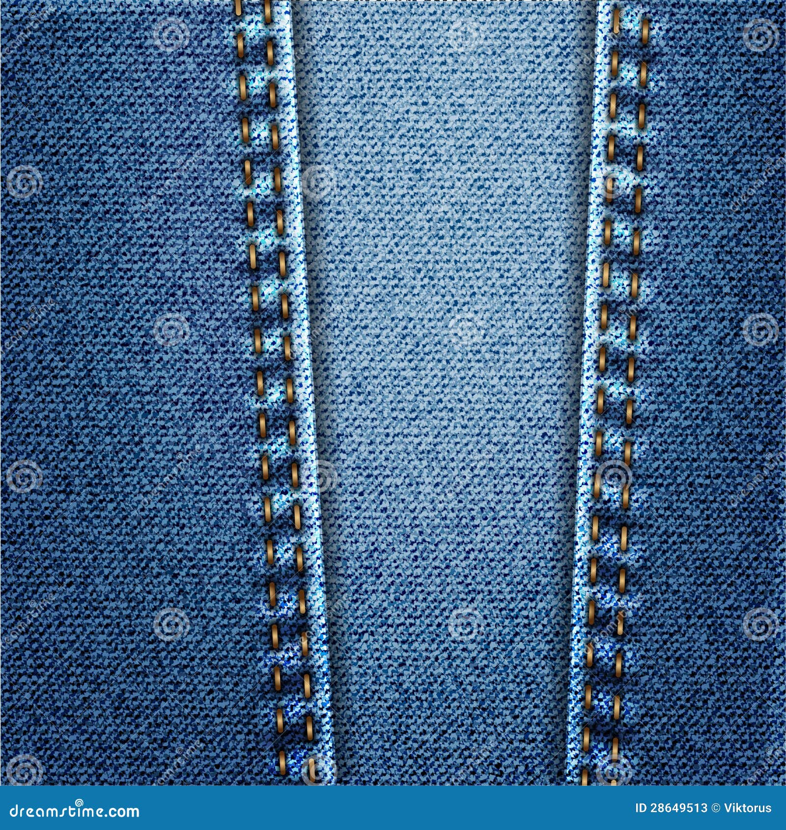 Blue Jeans Denim Fabric Texture with Stitch Stock Illustration ...