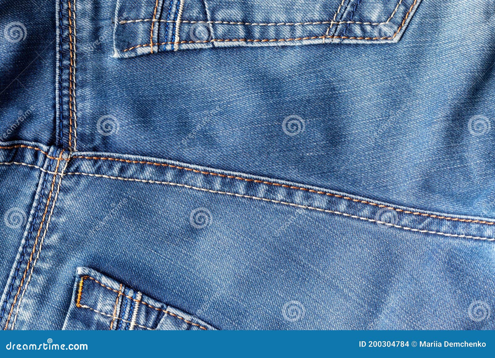 Blue Jeans Fabric Texture. Distressed Denim with Back Pockets ...