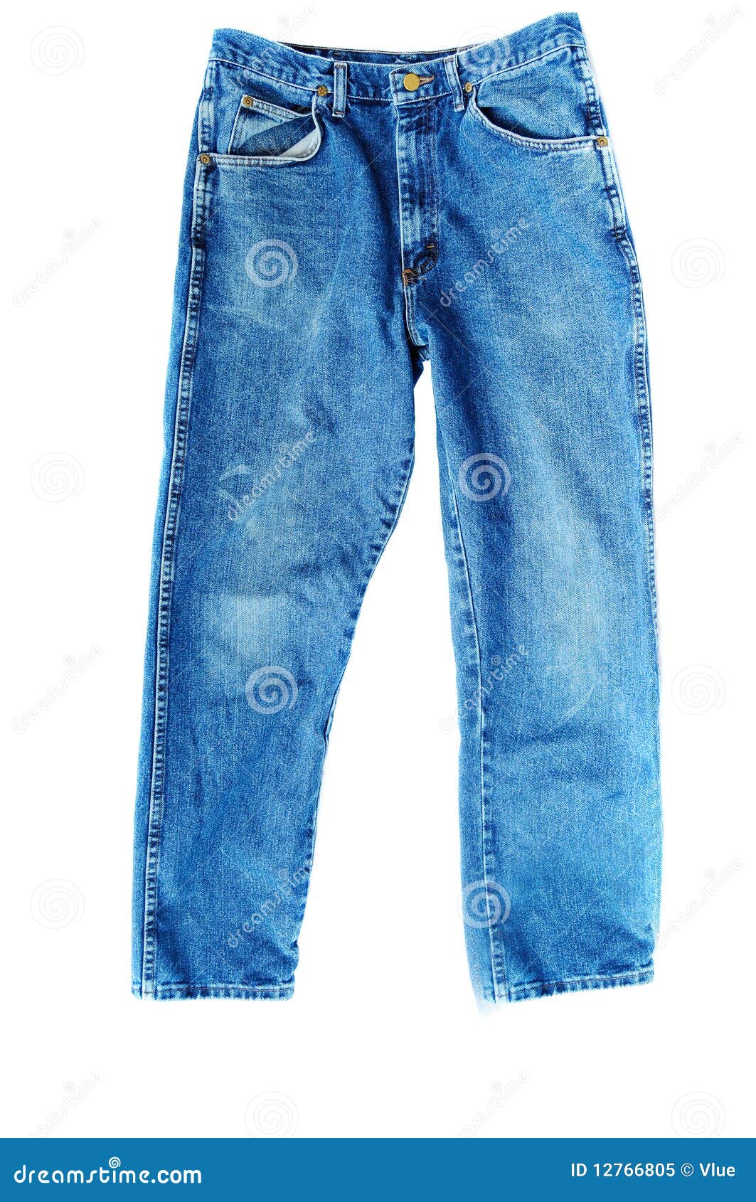 Men Blue Jeans Isolated On White Background, Front Back View Royalty ...