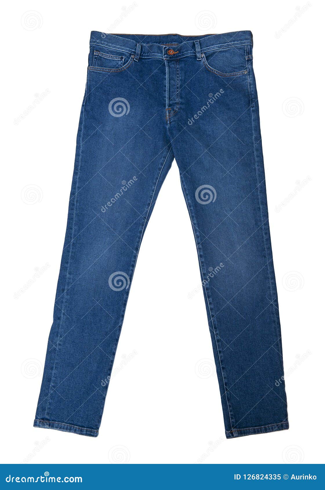 Men Blue Jeans Isolated On White Background, Front Back View Royalty ...