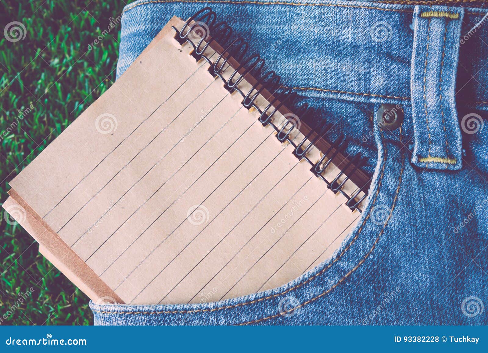 Blue jeans notebook. stock photo. Image of clothing, grungy - 93382228