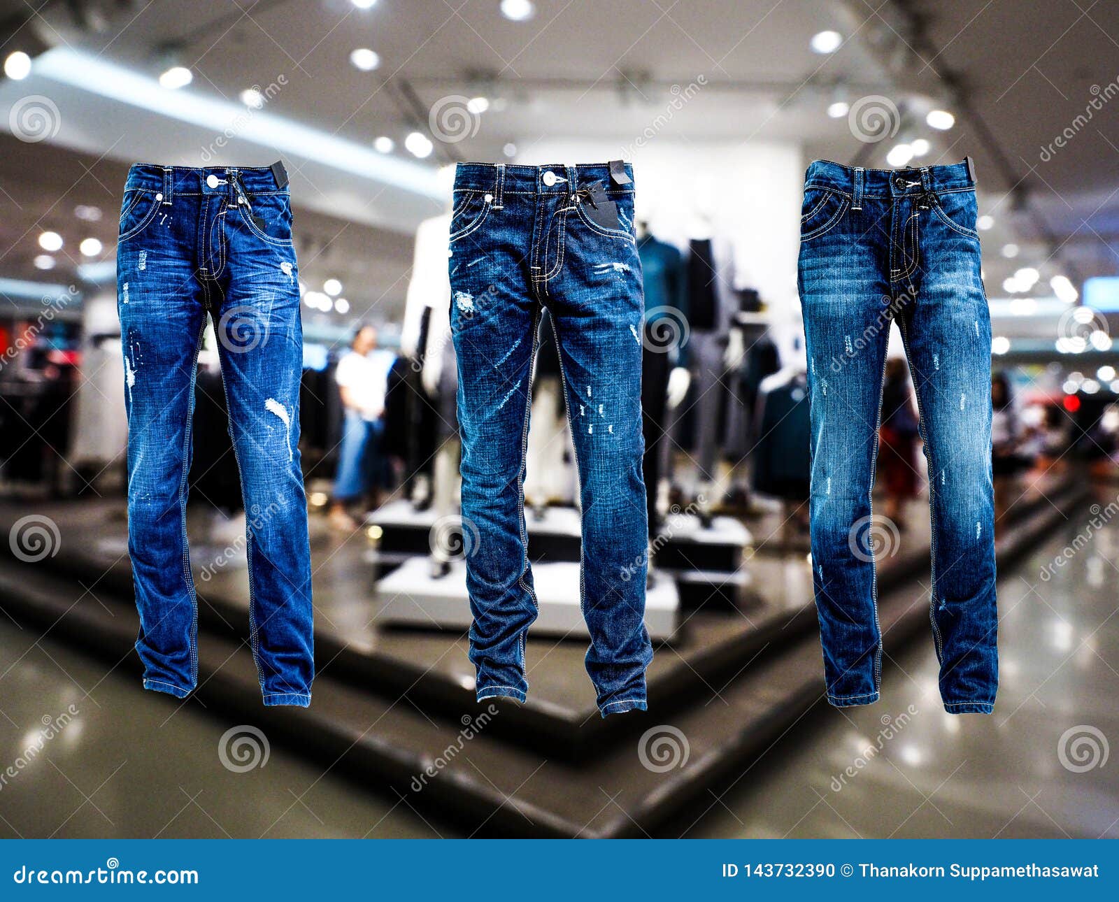 Blue Jeans Pants Isolated Front and Rear. in the Store Stock Photo ...