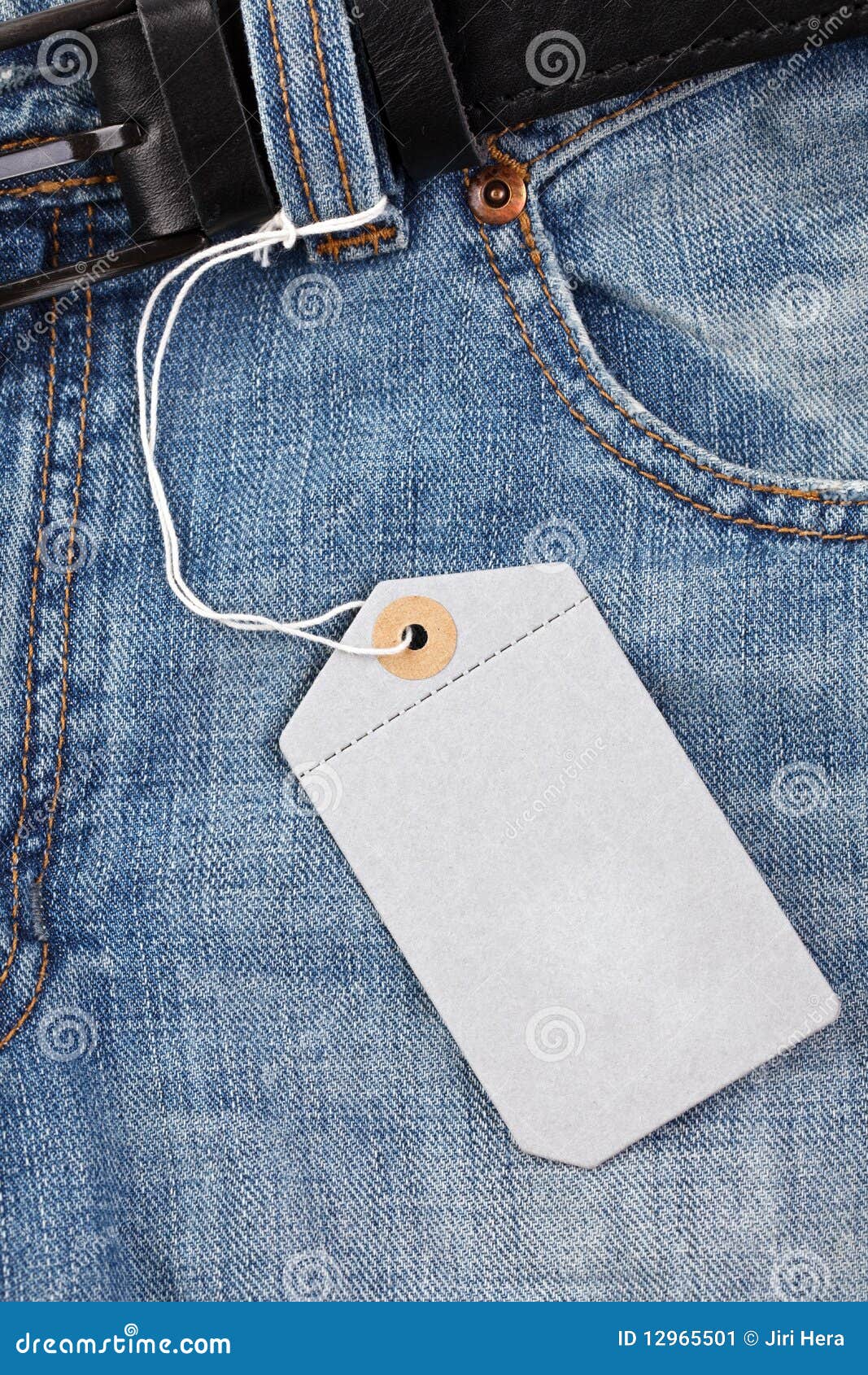 Blue jeans with price tag stock image. Image of paper - 12965501