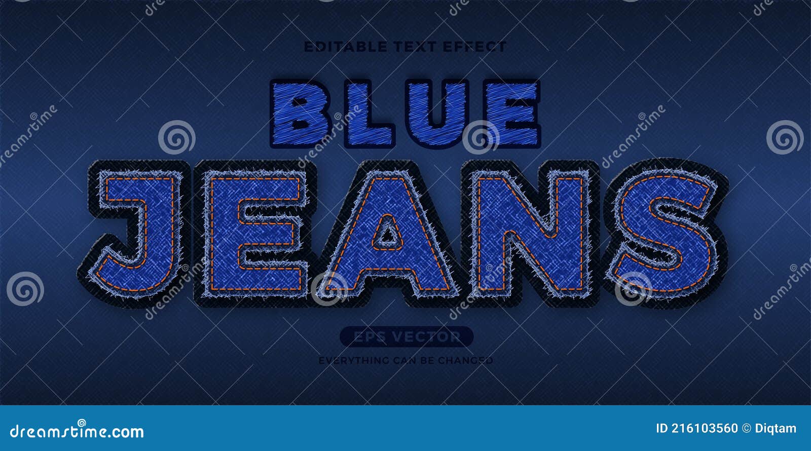 Blue Jeans text effect stock vector. Illustration of fabric - 216103560