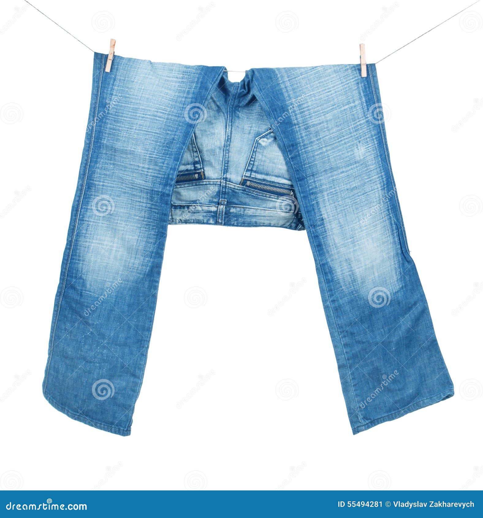 Blue jeans on washing line stock image. Image of light - 55494281
