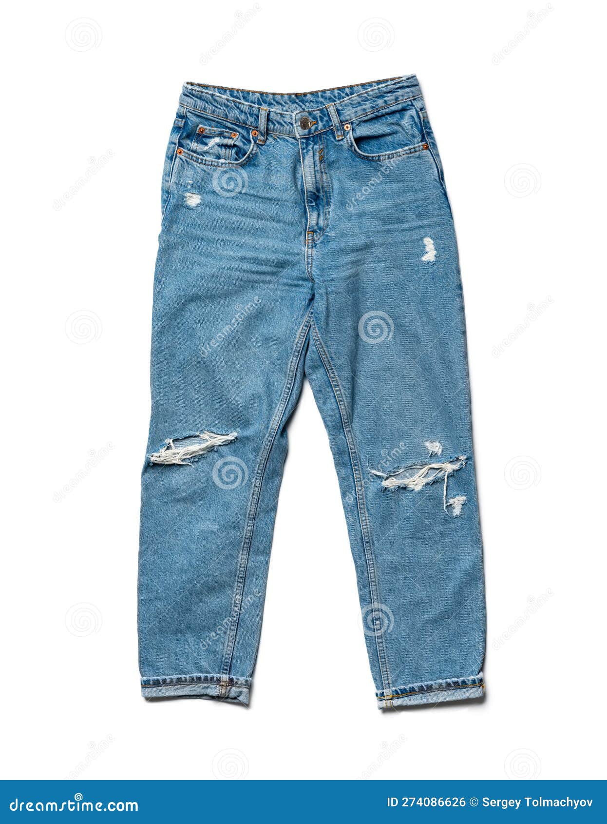 Blue Jeans on a White Background, View from Above Stock Photo - Image ...