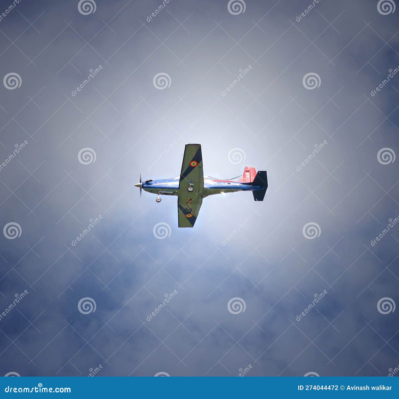 The Blue Jet Airplane Flying In The Sky Editorial Photography Image