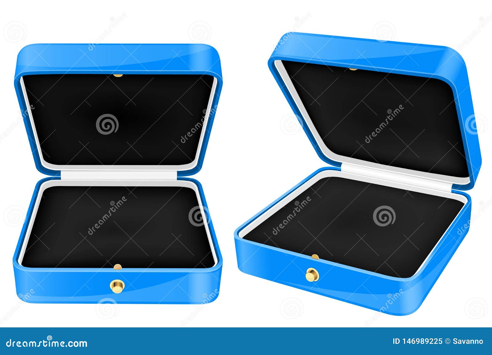 Blue Jewelry Boxes. Open Empty Boxes Stock Vector - Illustration of ...