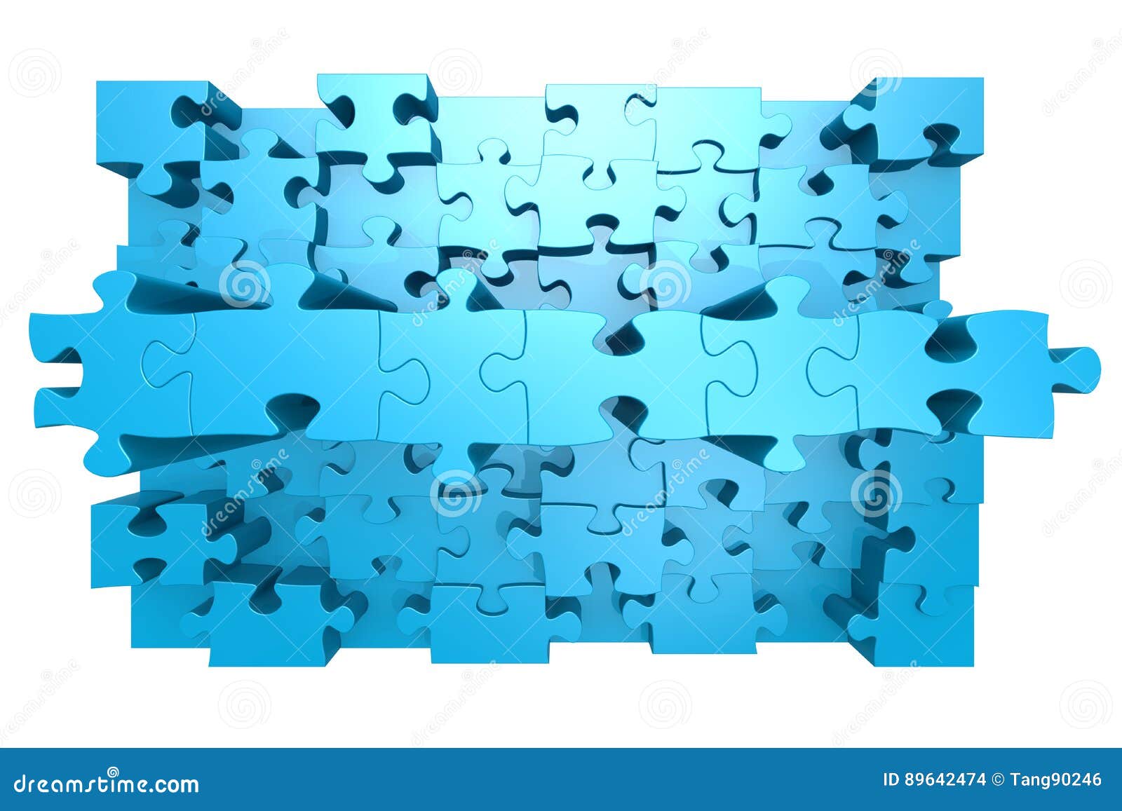 Blue Jigsaw Puzzle with 3D Effect Stock Illustration - Illustration of ...