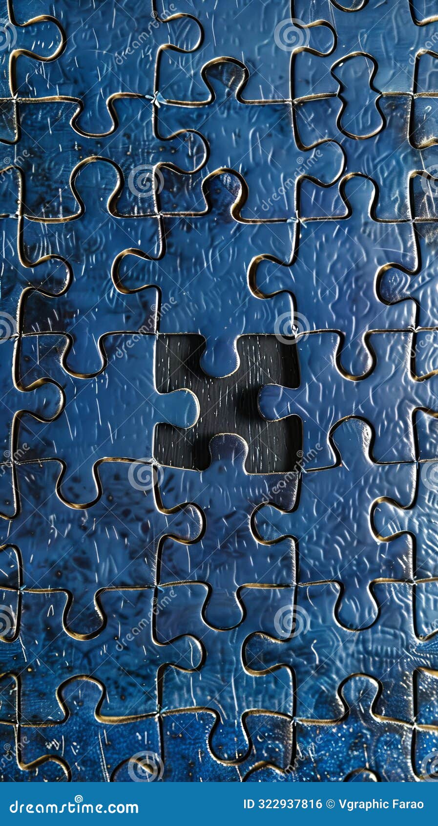 Blue Jigsaw Puzzle with a Missing Piece in the Center, Abstract Problem ...