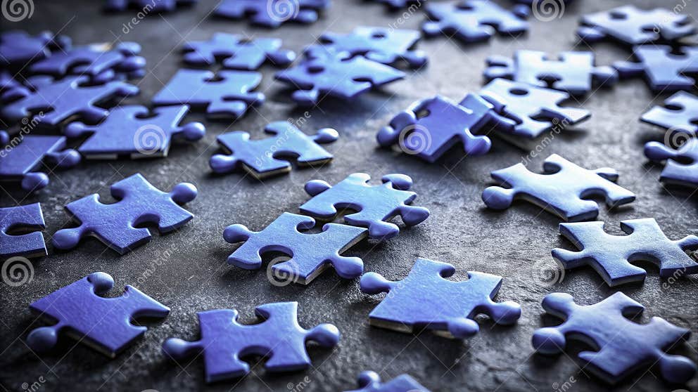 Blue Jigsaw Puzzle Pieces on a Grey Background a Visual Metaphor for ...