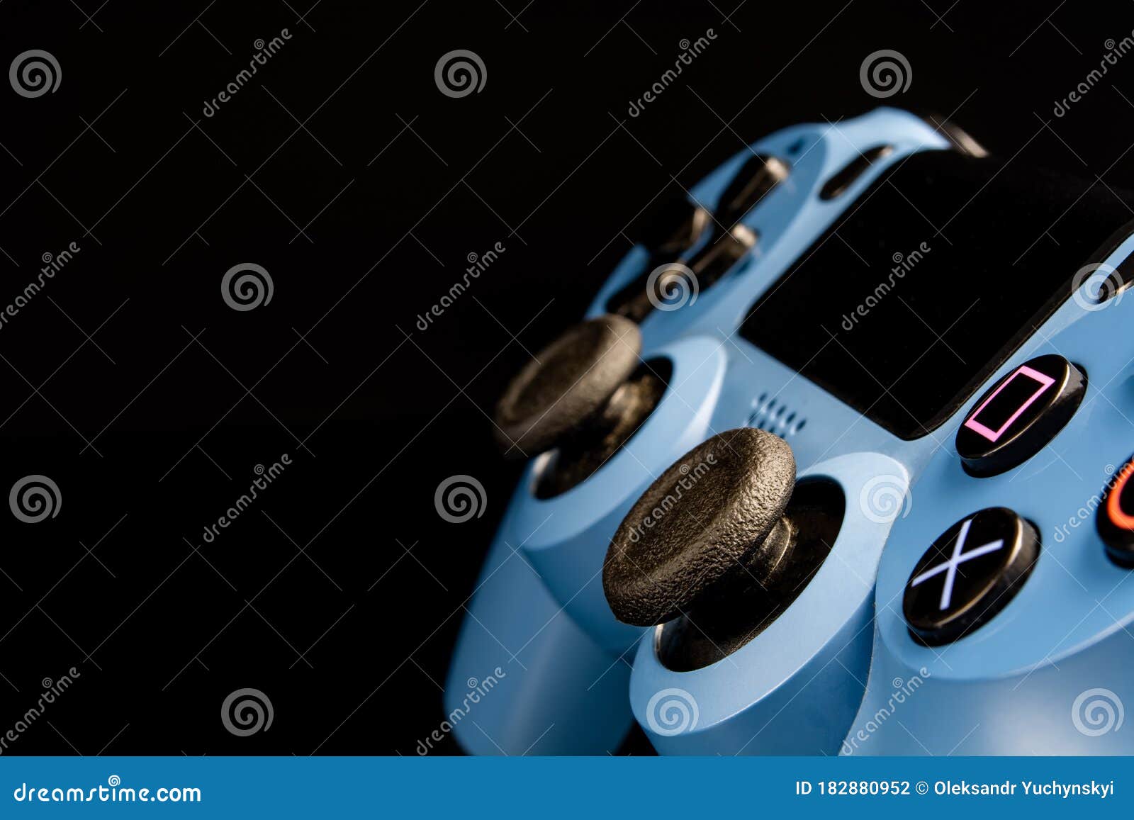 A Blue Joystick from a Game Console on a Black Background Editorial ...