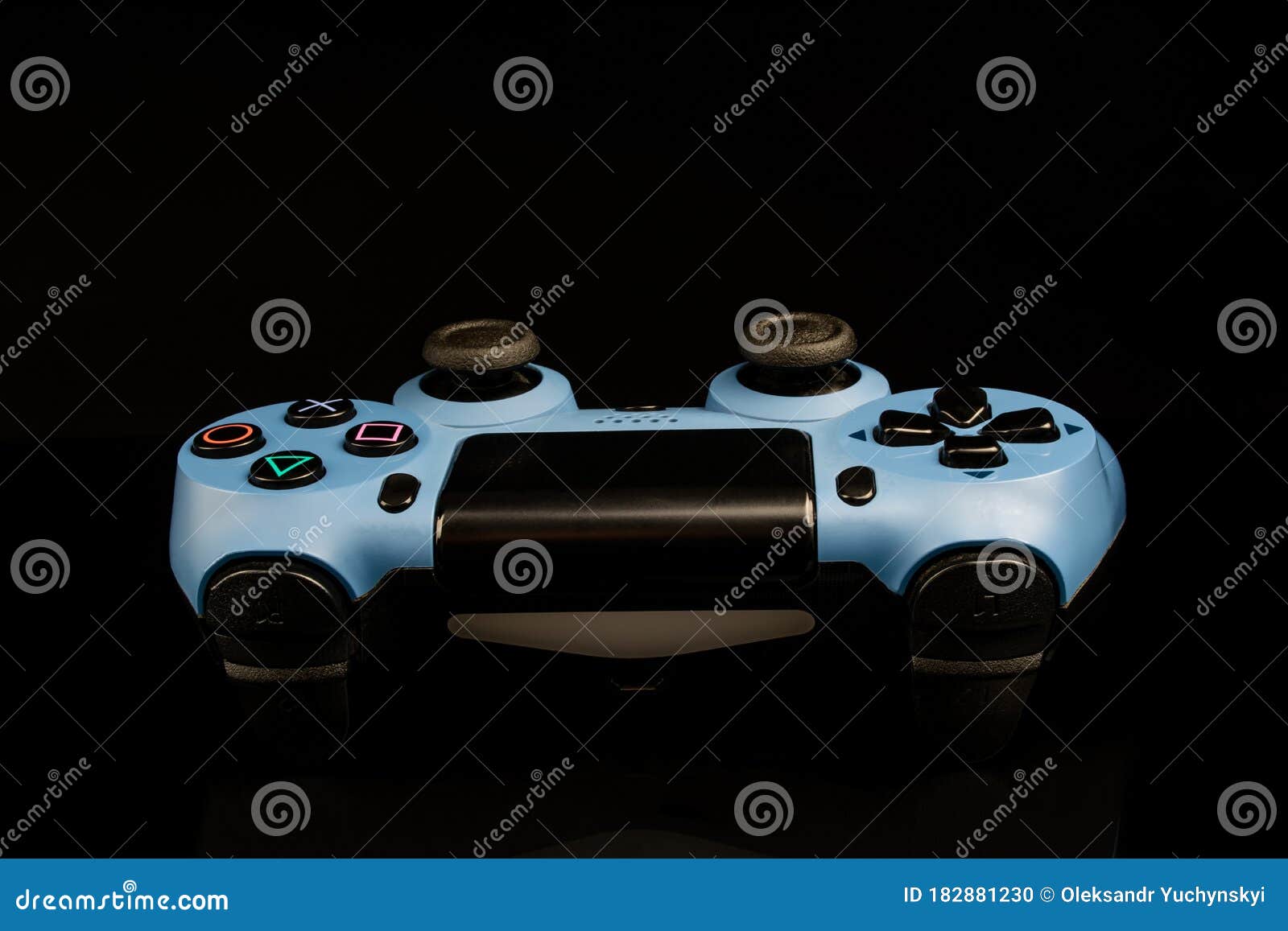 A Blue Joystick from a Game Console on a Black Background Stock Photo ...
