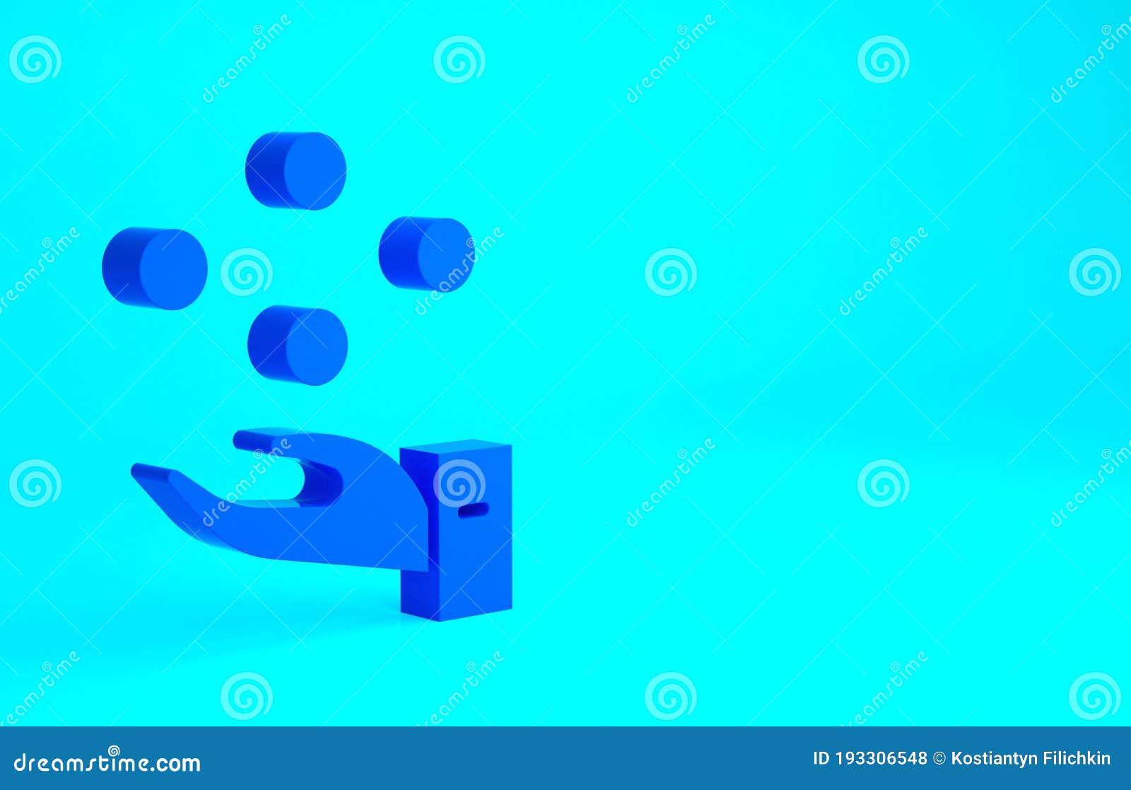 Blue Juggling Ball Icon Isolated on Blue Background. Minimalism Concept ...