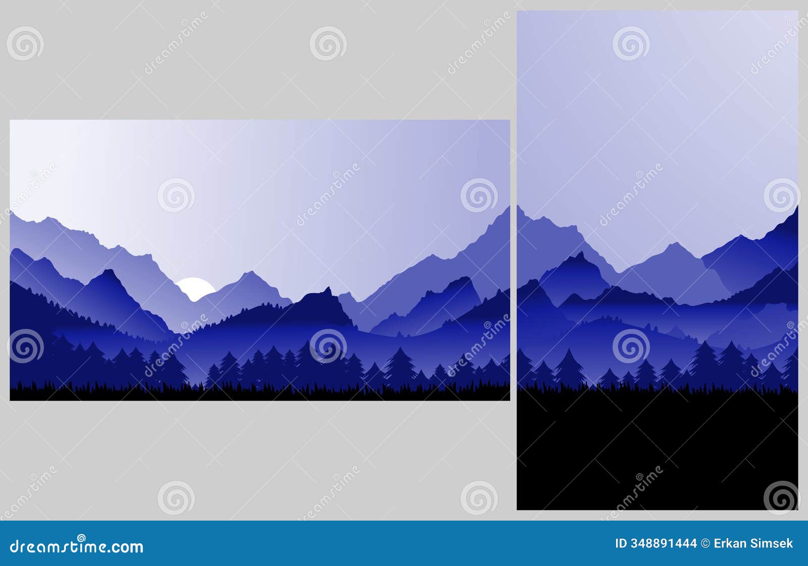 Blue 4k Vector Wallpaper with a Landscape, a Mountain Range Vertical ...