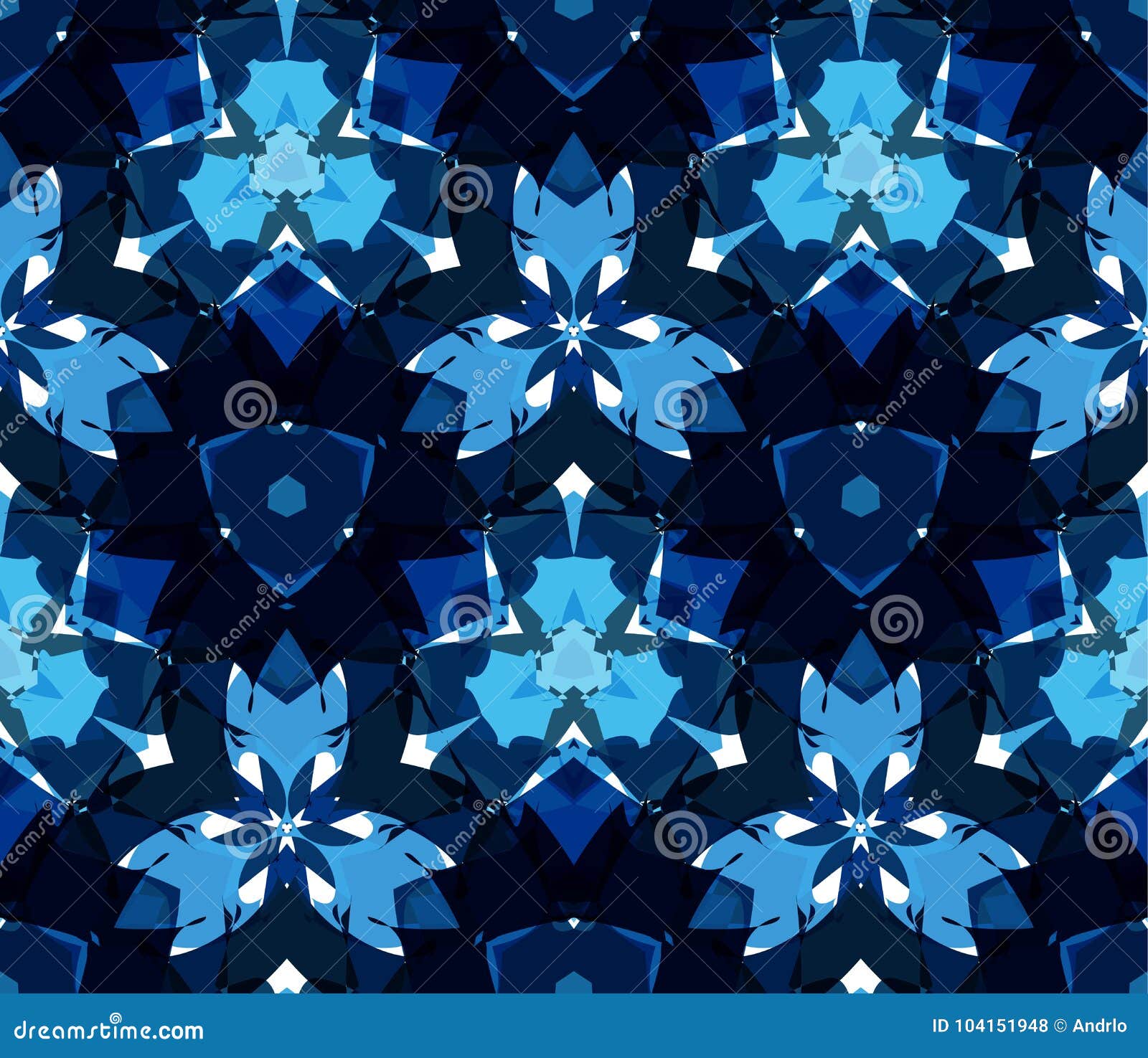 Blue Kaleidoscope Seamless Pattern. Seamless Pattern Composed of Color ...