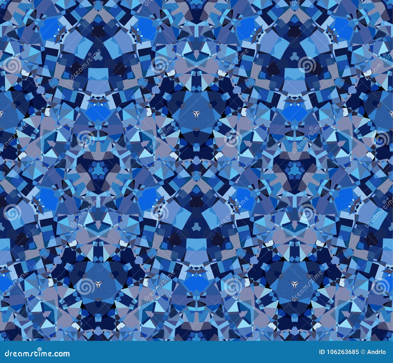 Blue Kaleidoscope Seamless Pattern. Composed of Color Abstract Shapes ... Blue Kaleidoscope Seamless Pattern. Composed of Color Abstract Shapes ...
