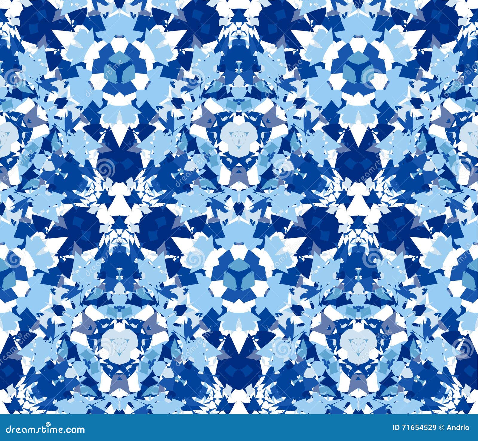 Blue Kaleidoscope Seamless Pattern on White Stock Vector - Illustration ...