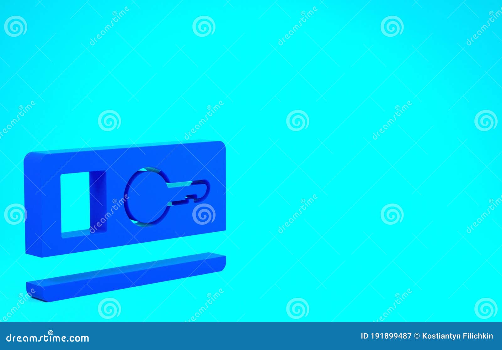Blue Key Card Icon Isolated on Blue Background. Minimalism Concept ...