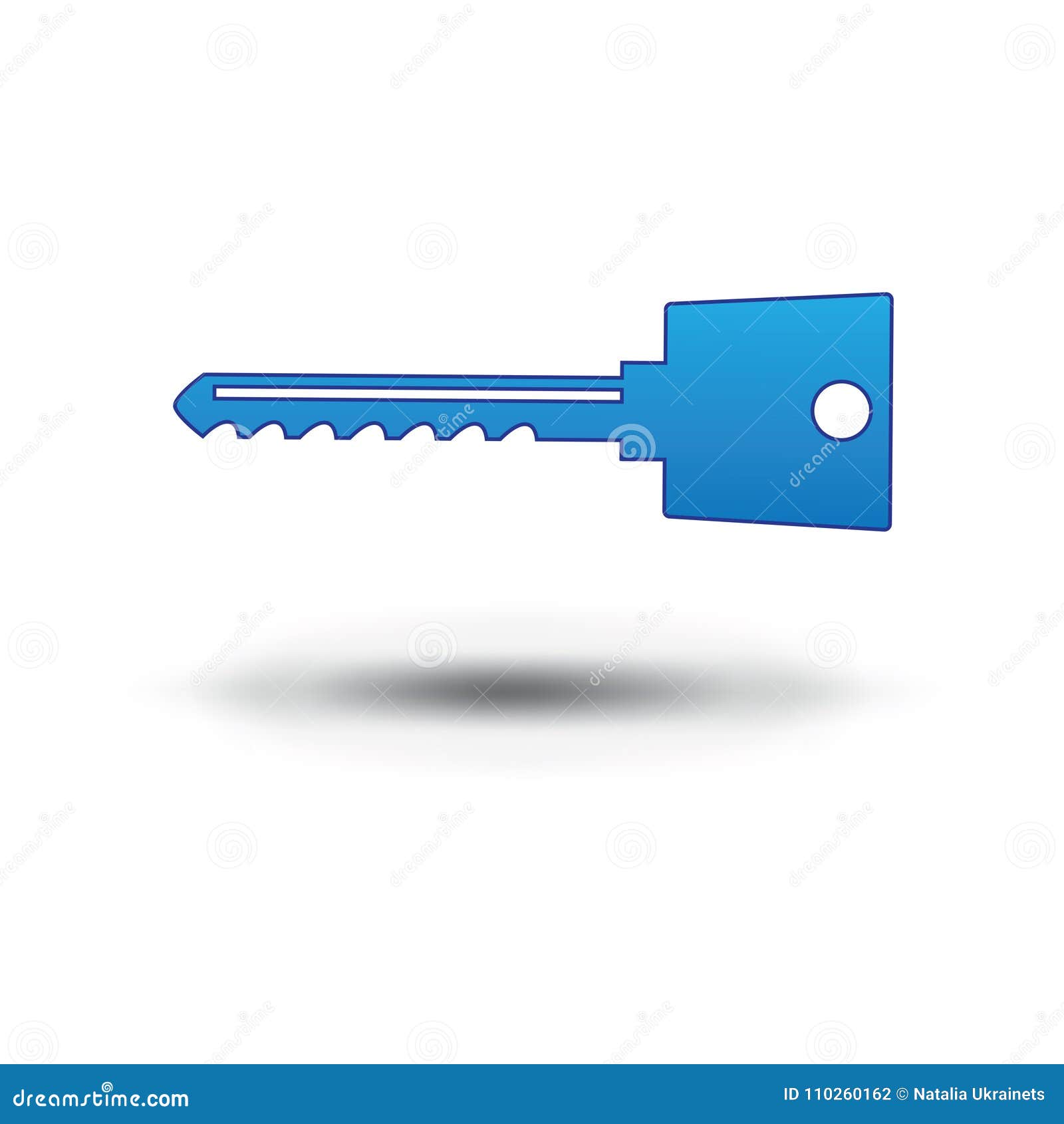 Blue key icon stock vector. Illustration of metal, white - 110260162
