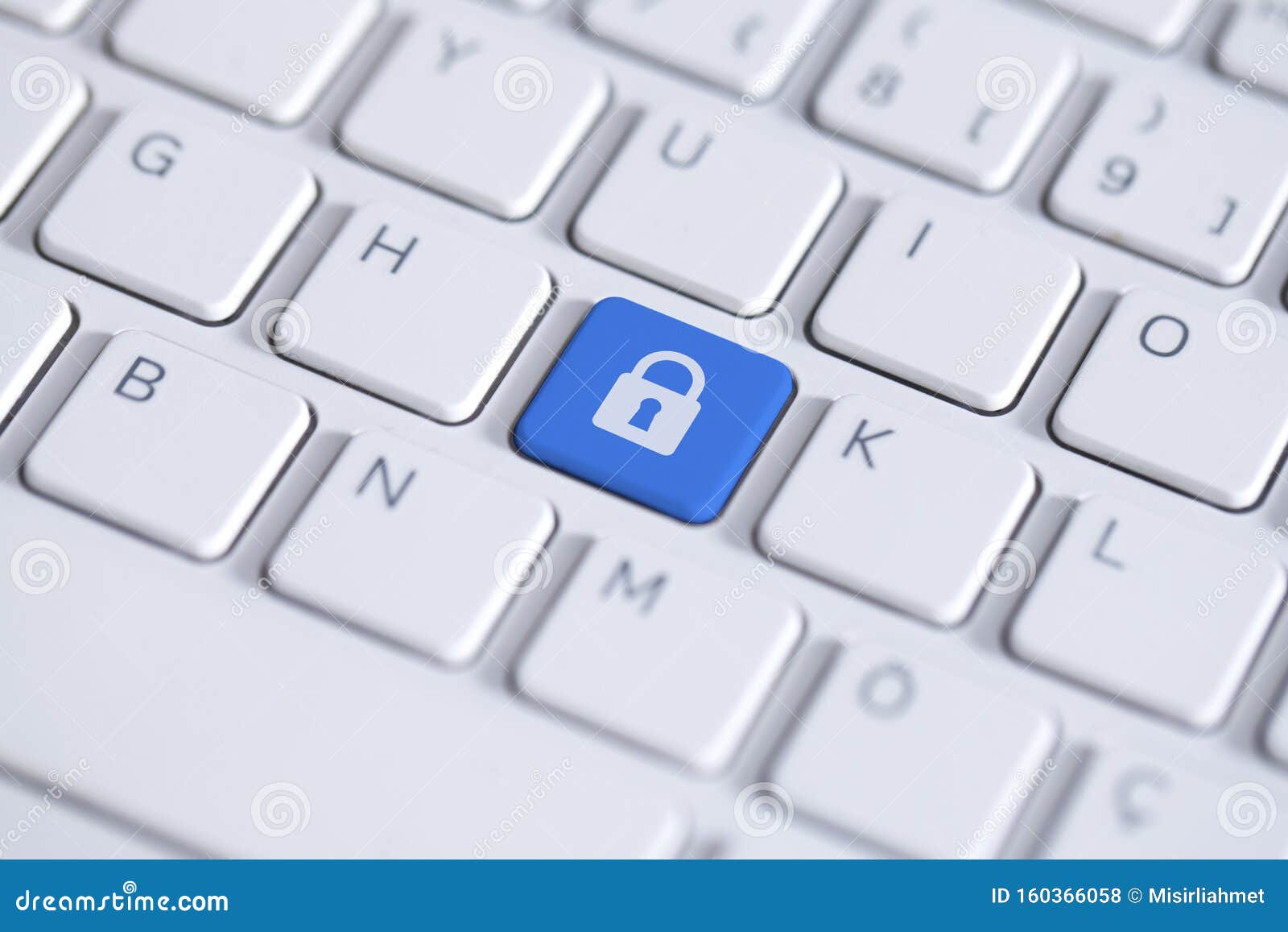 Blue key with padlock icon stock photo. Image of password - 160366058