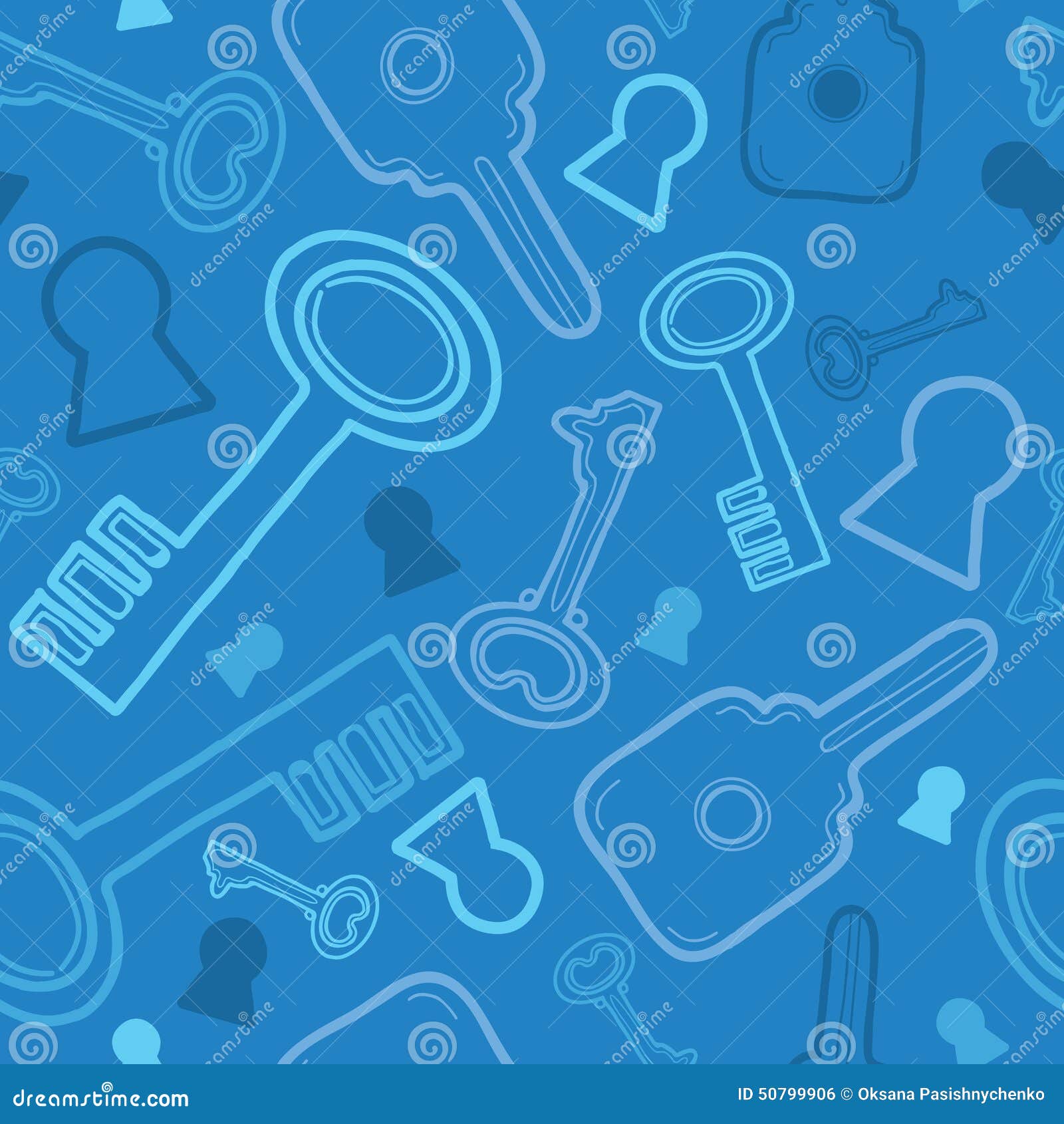 Blue Keys Seamless Pattern Background Stock Vector - Illustration of ...