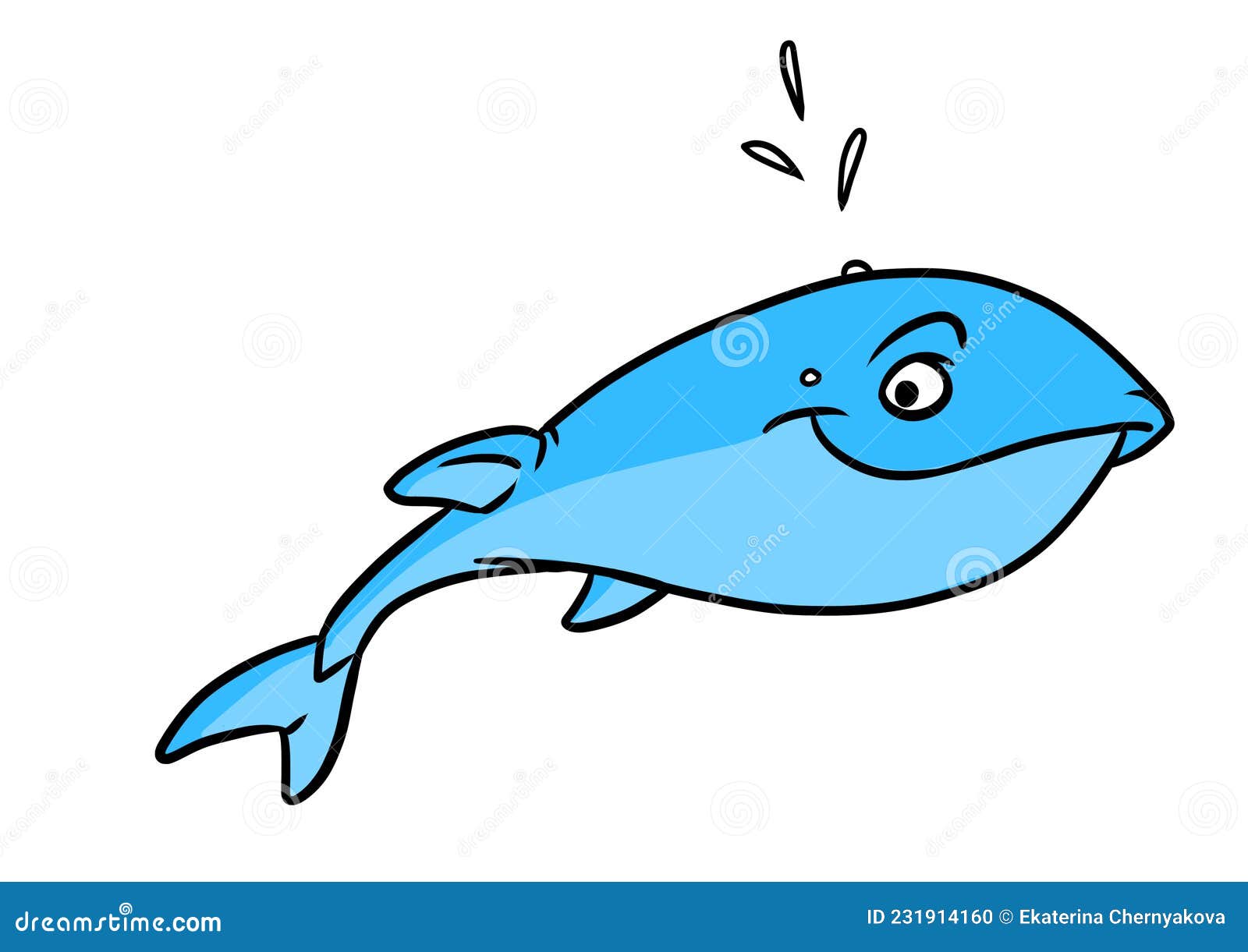 Blue Kind Smile Whale Illustration Character Stock Illustration ...