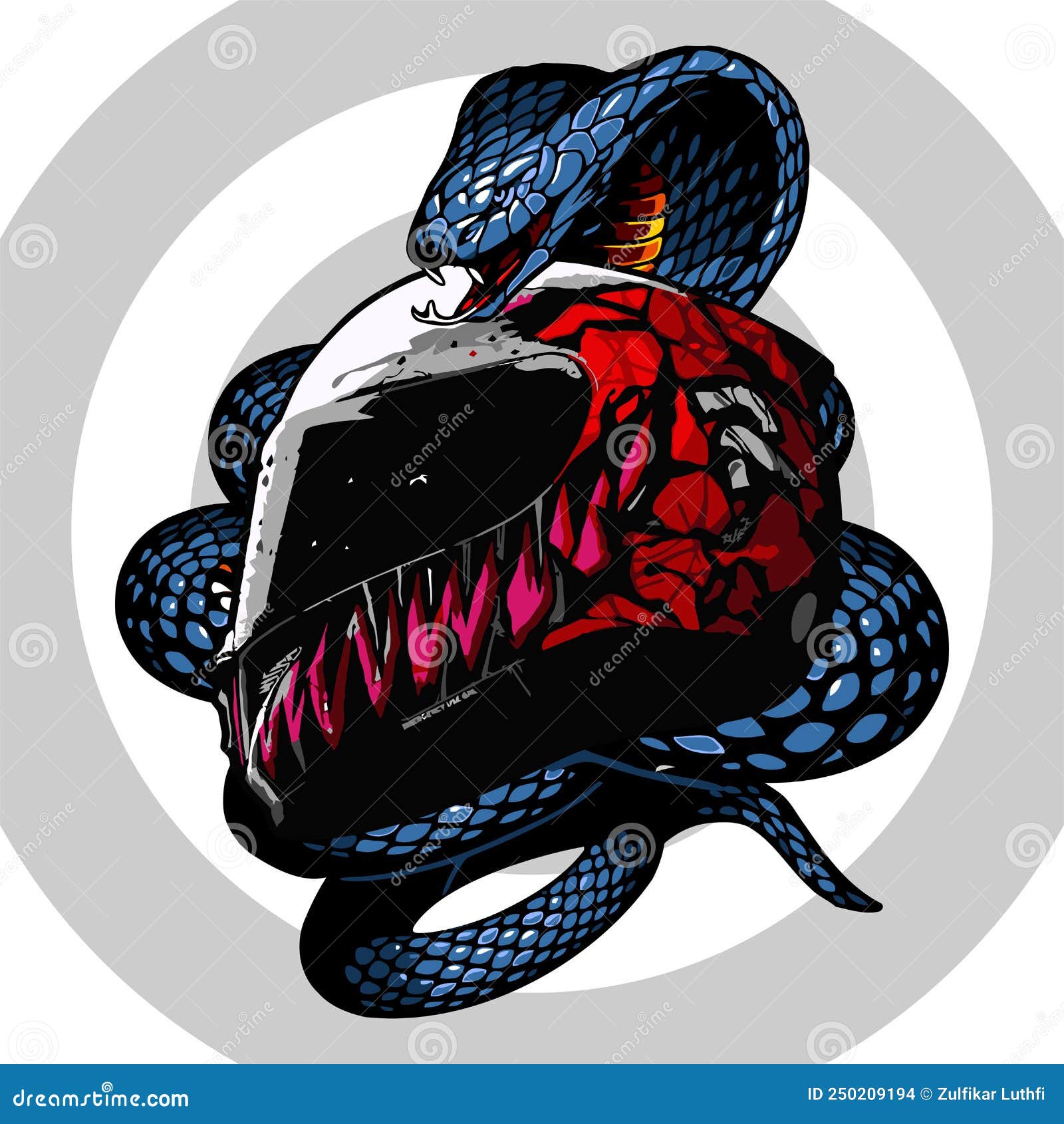 Blue king cobra and helmet stock vector. Illustration of cartoon ...