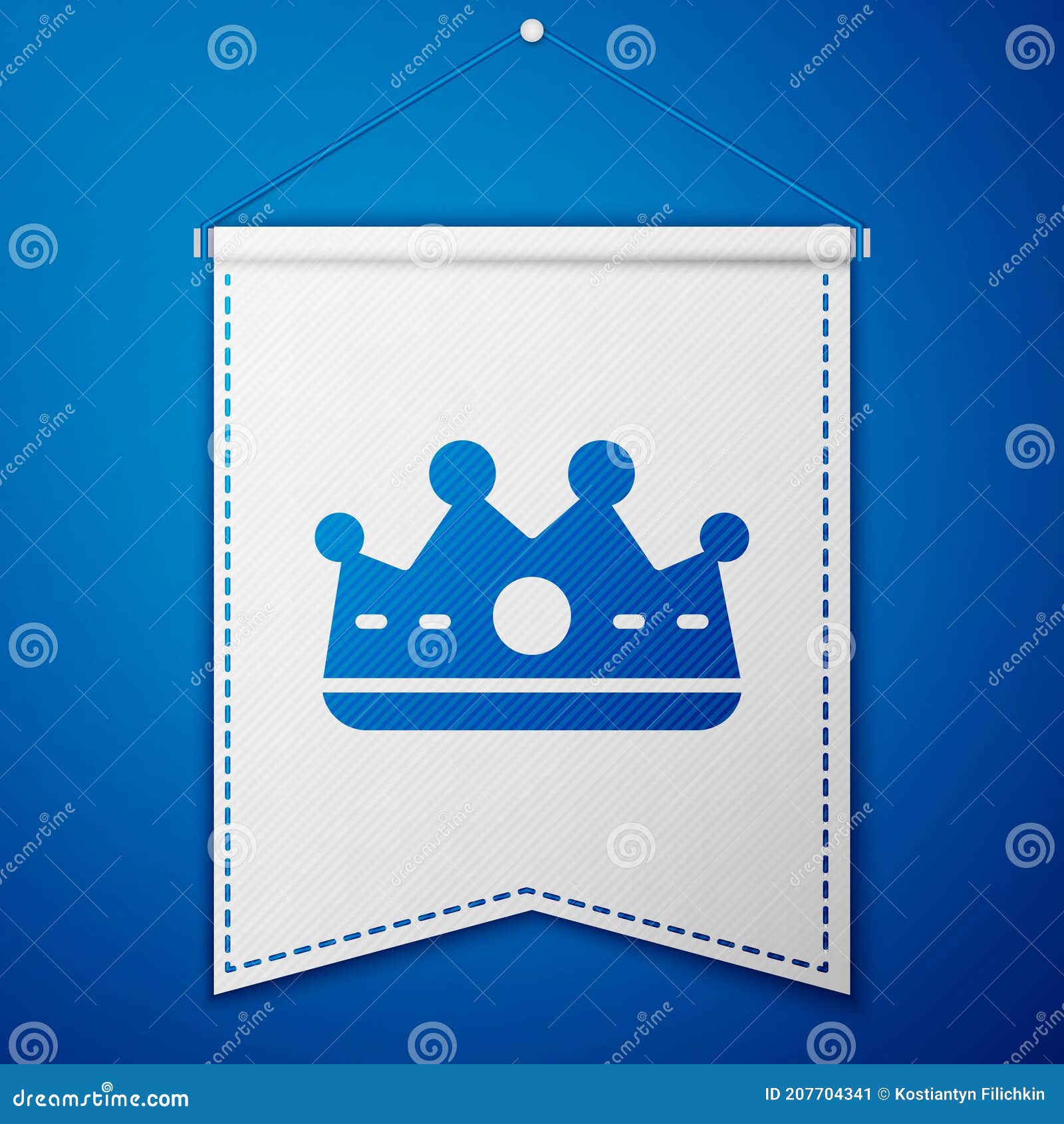 Blue King Crown Icon Isolated on Blue Background. White Pennant ...