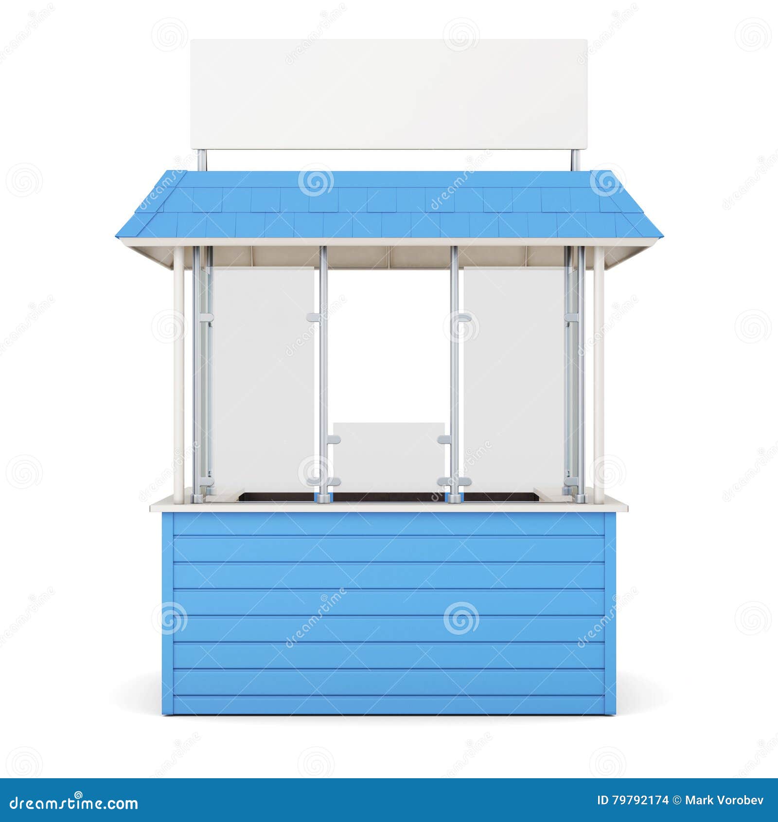 Blue Kiosk Isolated on a White Background. 3d Rendering Stock ...