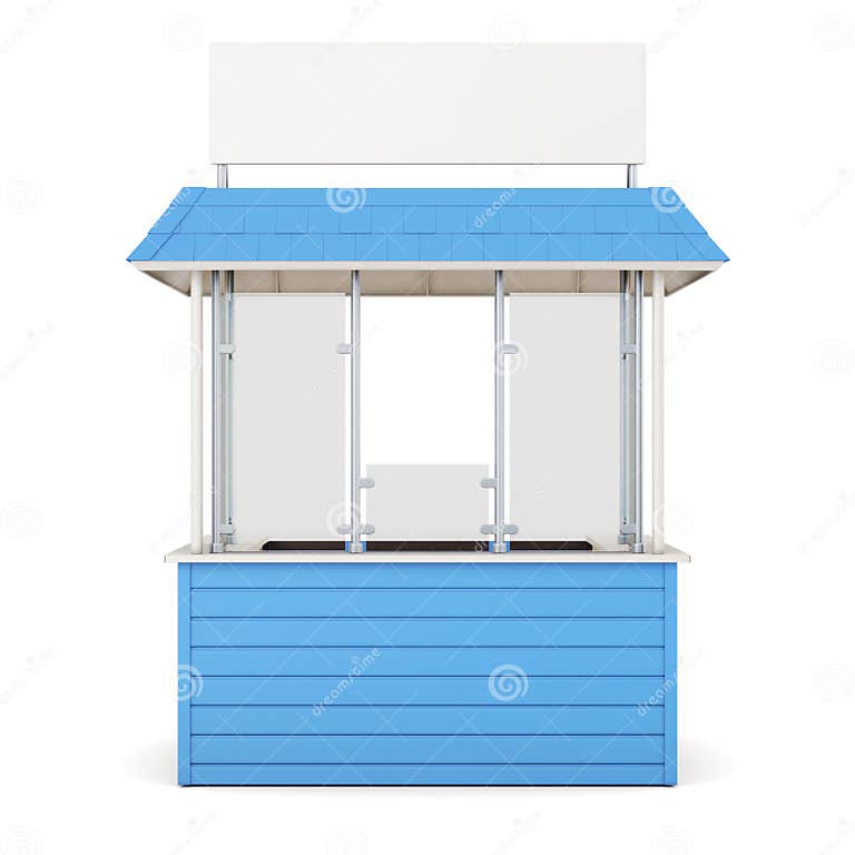 Blue Kiosk Isolated on a White Background. 3d Rendering Stock ...